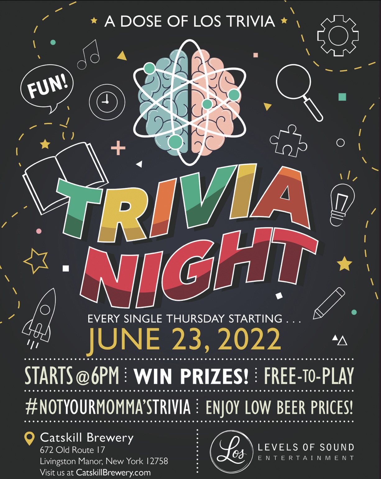 Trivia Night Thursdays with A Dose of Los Trivia - Catskill Brewery
